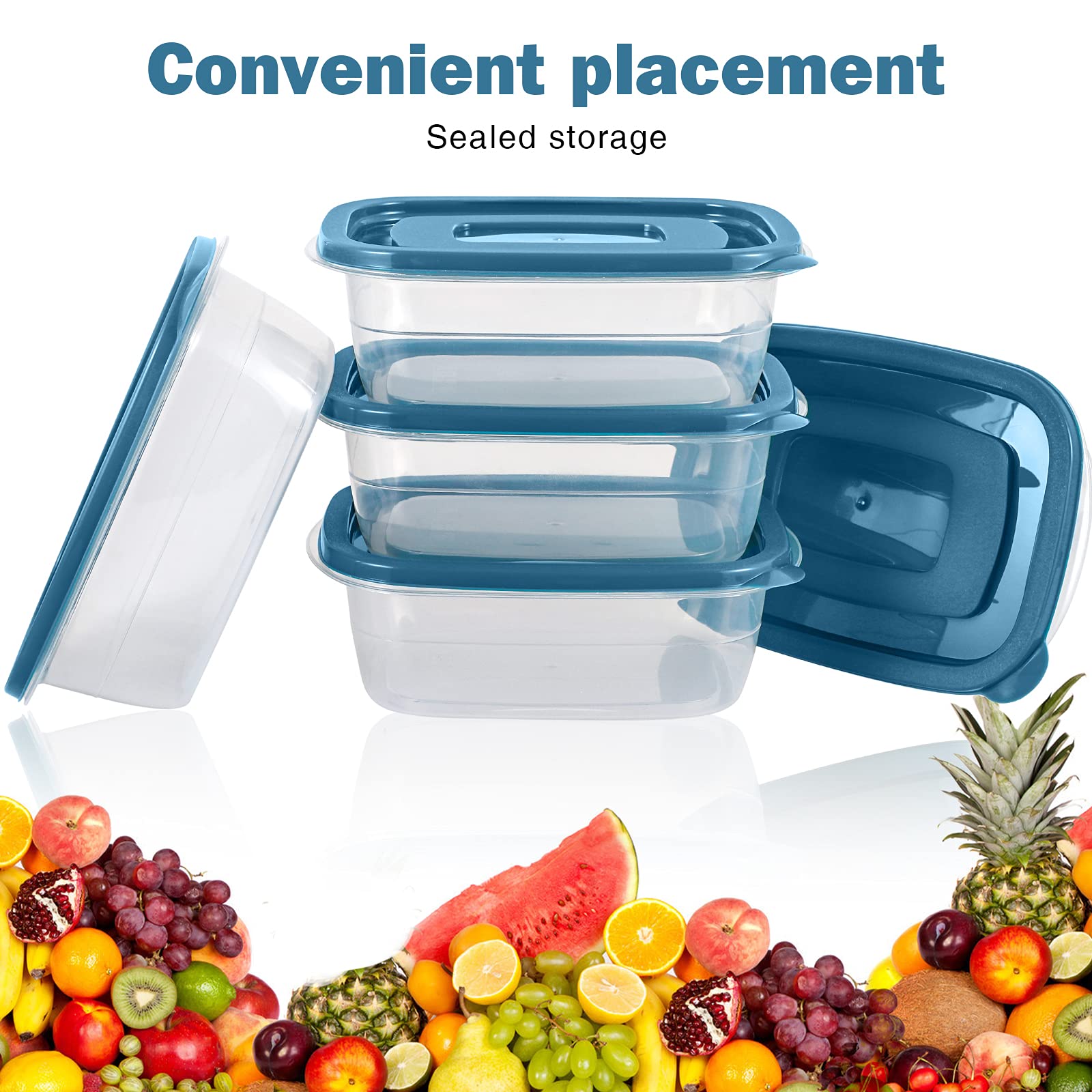PEDECO Rectangle Plastic Portion box Sets with Lids.Food Storage Box,Container Sets,Food Storage,Food Containers,Cereal Containers,use for School,Work and Travel,0.53 quarts(500ML) per box,Set Of 5