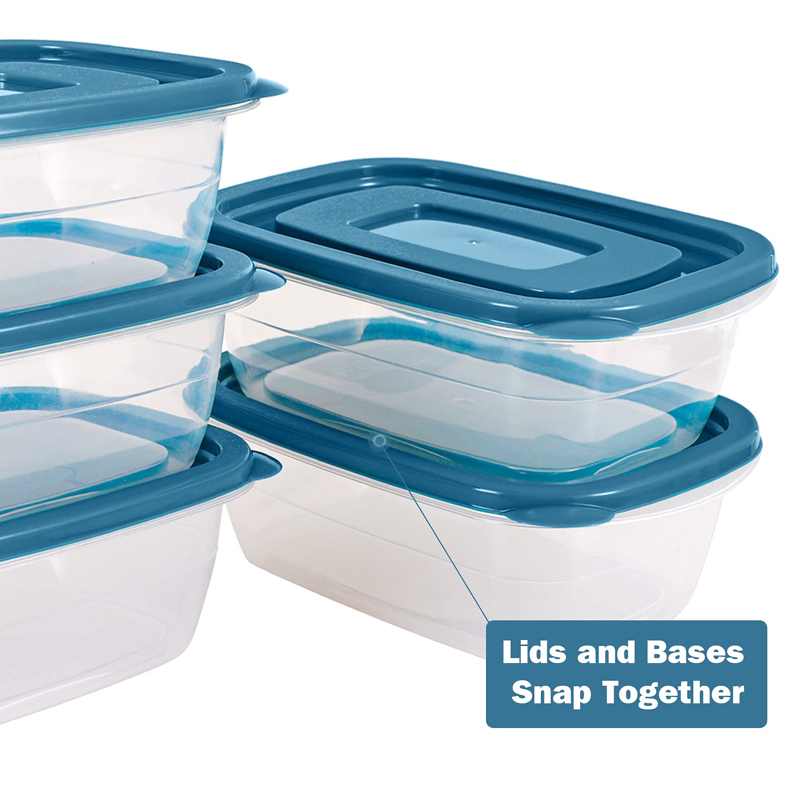 PEDECO Rectangle Plastic Portion box Sets with Lids.Food Storage Box,Container Sets,Food Storage,Food Containers,Cereal Containers,use for School,Work and Travel,0.53 quarts(500ML) per box,Set Of 5