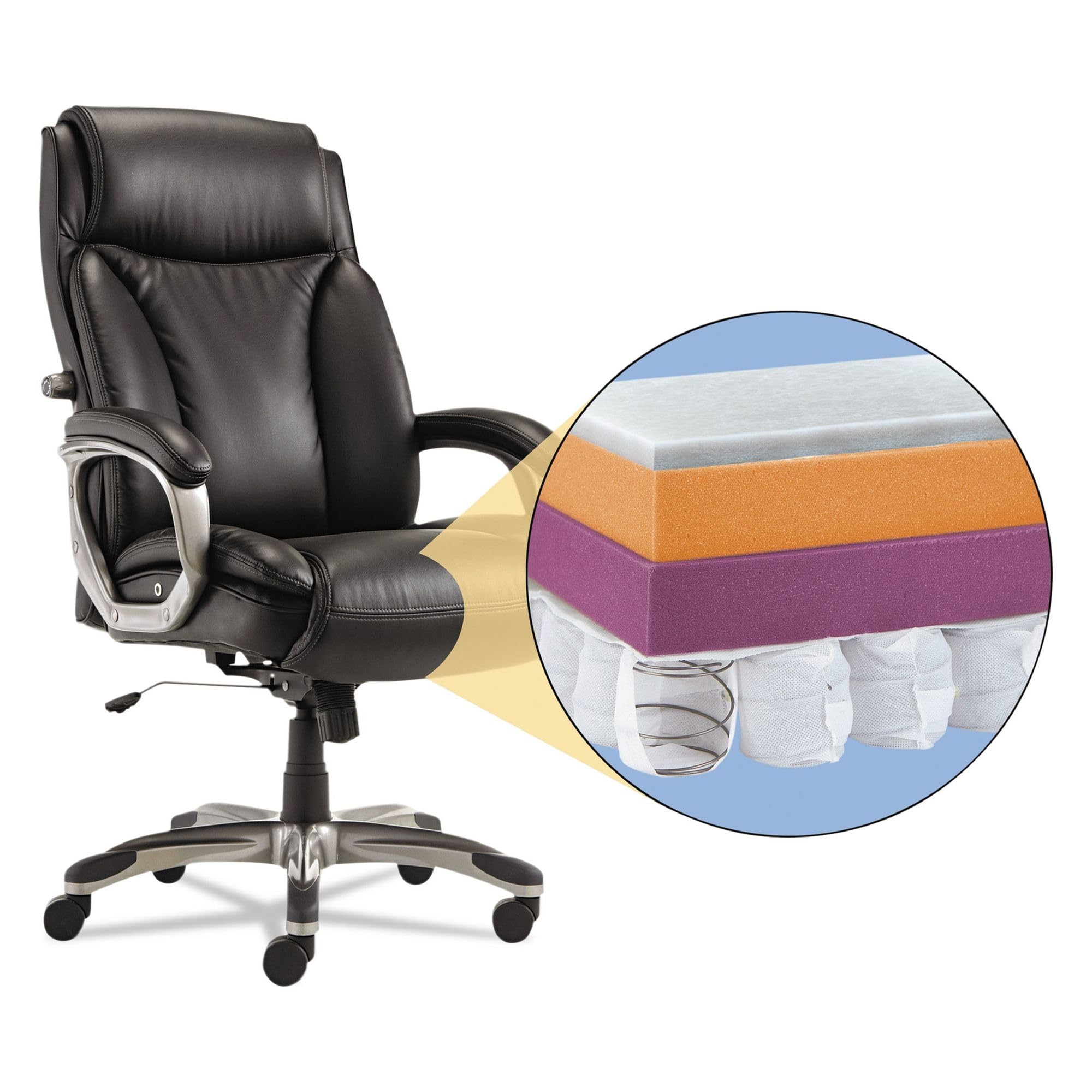 Alera ALEVN4119 Alera Veon Series Executive Highback Leather Chair, Coil Spring Cushioning,black