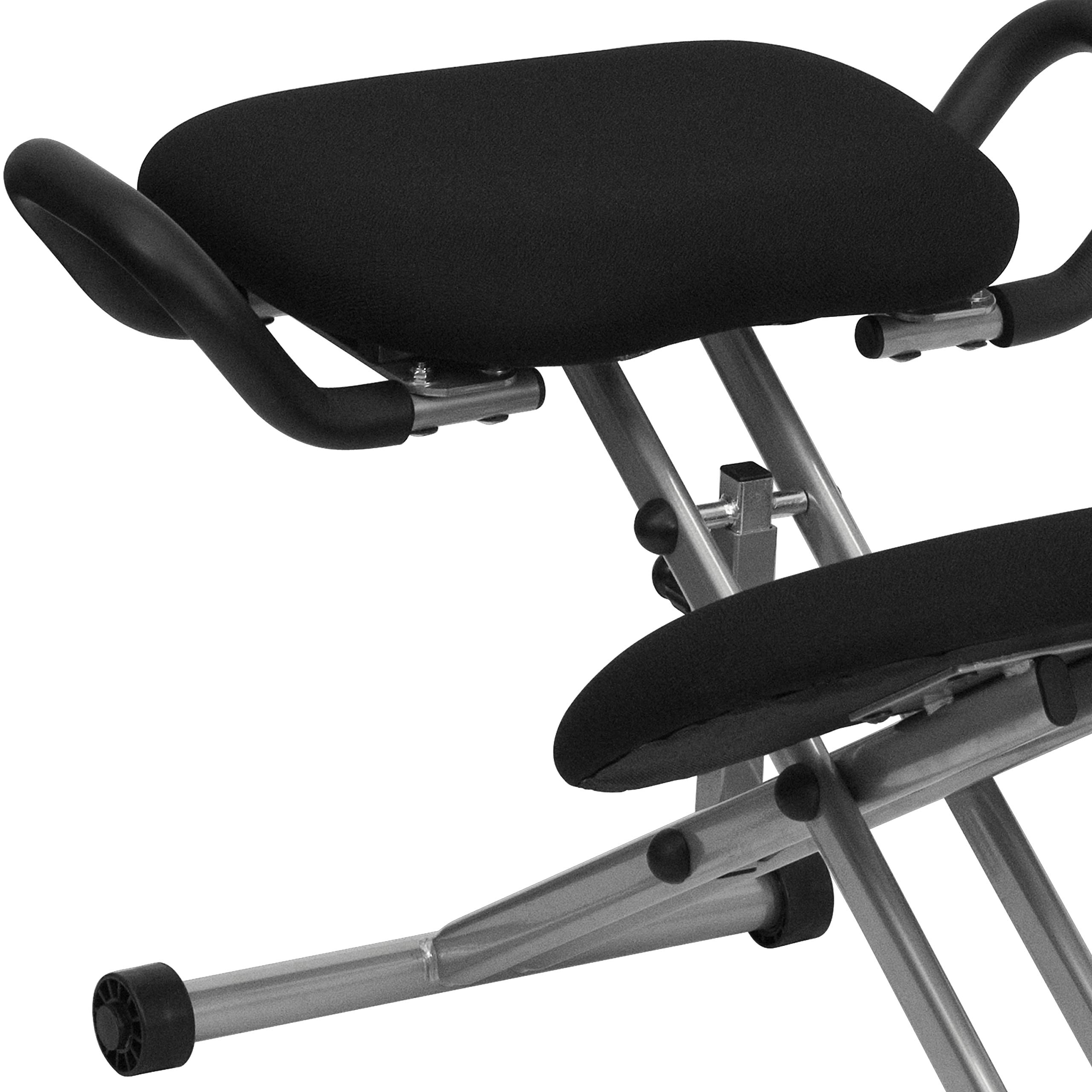 Flash Furniture Ergonomic Kneeling Office Chair with Handles in Black Fabric