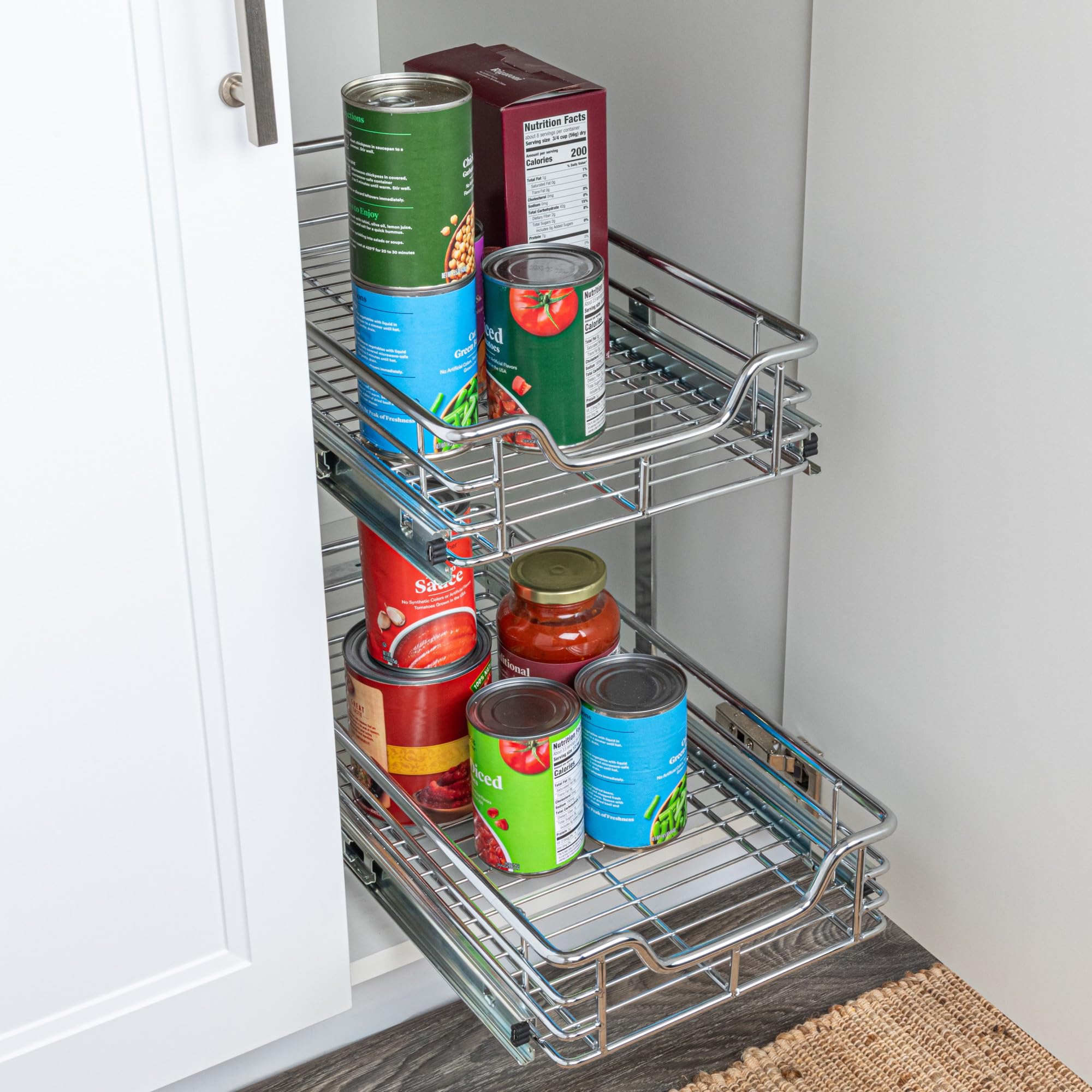 Household Essentials Glidez Slide Out Cabinet Organizer, 11.5β Wide, Durable Chrome-Plated Steel Frame, Dual Baskets and Smooth Glides, Heavy-Duty and Space-Optimizing, Simple Assembly and Installation, Chrome