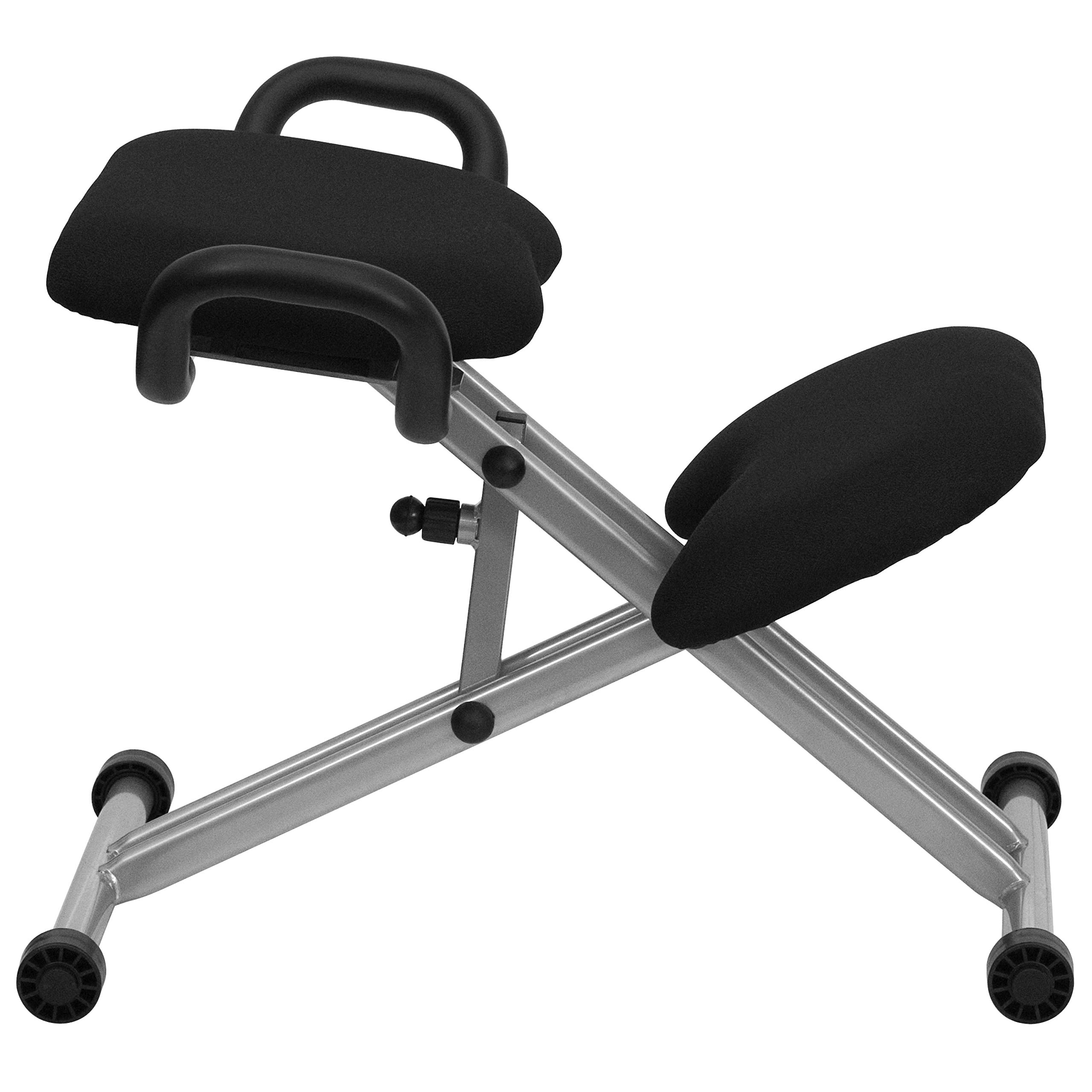 Flash Furniture Ergonomic Kneeling Office Chair with Handles in Black Fabric
