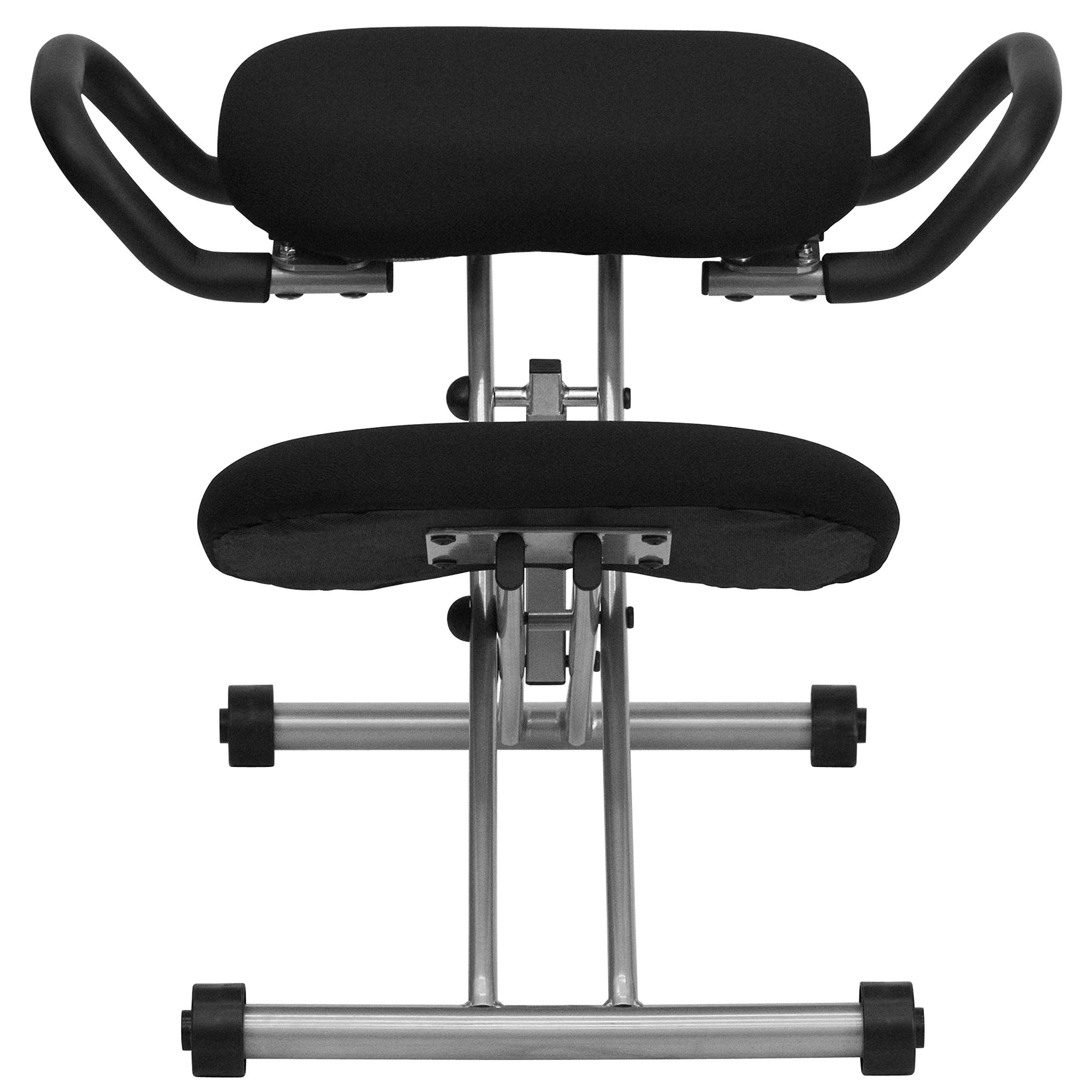 Flash Furniture Ergonomic Kneeling Office Chair with Handles in Black Fabric
