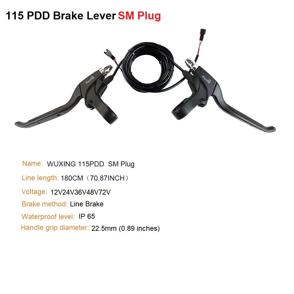 Ebike WUXING 115PDD E Brake Lever Electric Bicycle E-Scooter Bicycle Cut Off Power Brake 2 Pin SM Connector for MTB Road Bike Conversion Kit