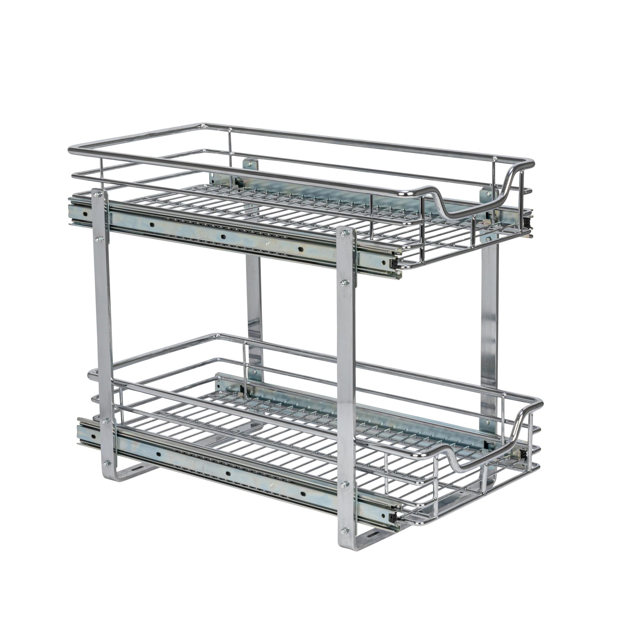 Household Essentials Glidez Slide Out Cabinet Organizer, 11.5β Wide, Durable Chrome-Plated Steel Frame, Dual Baskets and Smooth Glides, Heavy-Duty and Space-Optimizing, Simple Assembly and Installation, Chrome