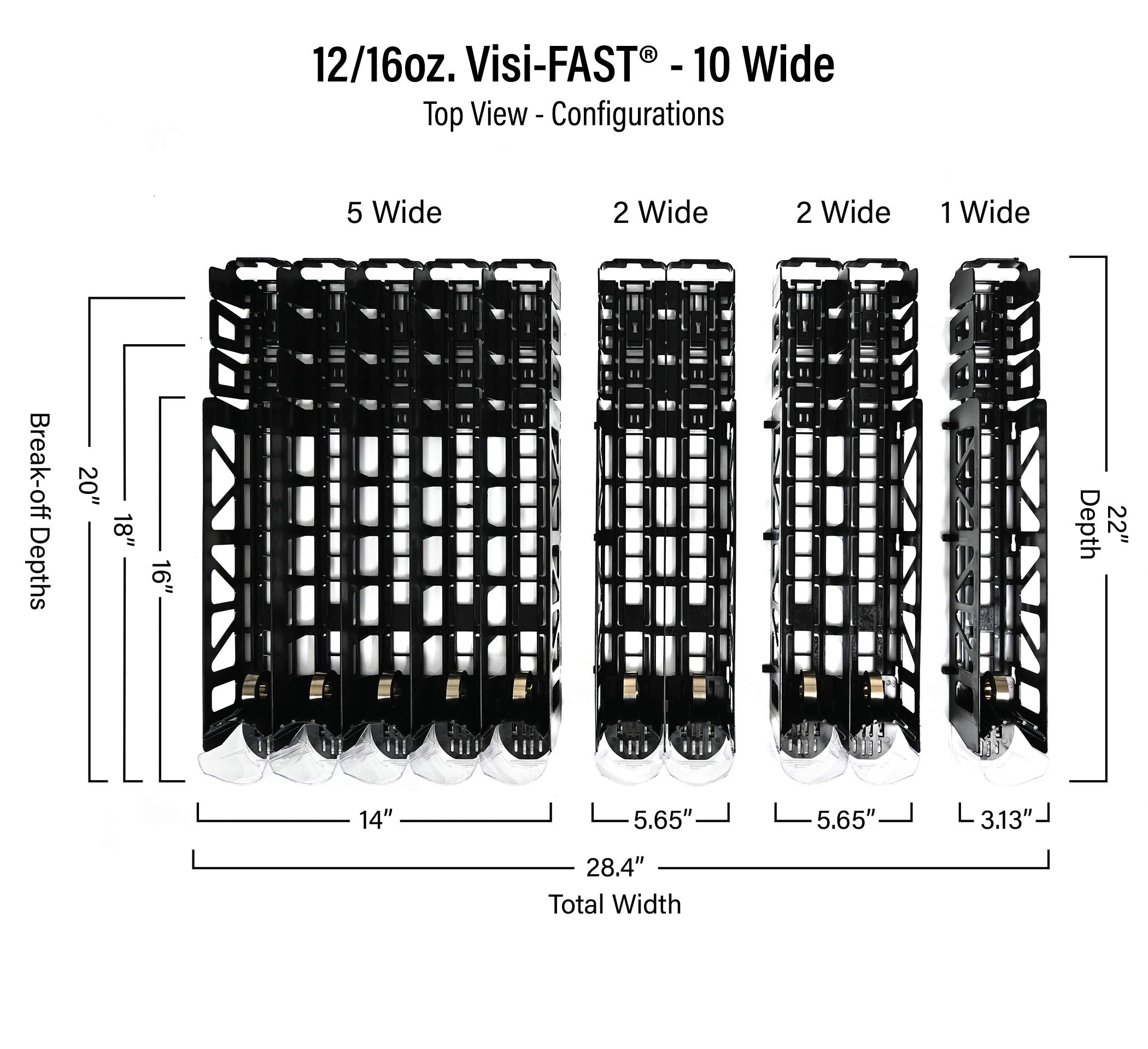 Display Technologies Visi-FAST® 12/16oz (Pack of 1) Drink Organizer, Fridge Organization, Can Dispenser, Soda Rack Can Organizer, Spring Loaded Beverage Storage, Bottled Water Organizer for Refrigerator