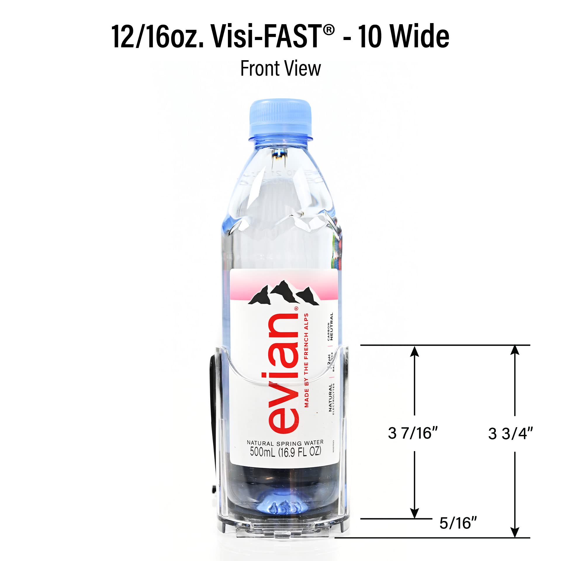 Display Technologies Visi-FAST® 12/16oz (Pack of 1) Drink Organizer, Fridge Organization, Can Dispenser, Soda Rack Can Organizer, Spring Loaded Beverage Storage, Bottled Water Organizer for Refrigerator