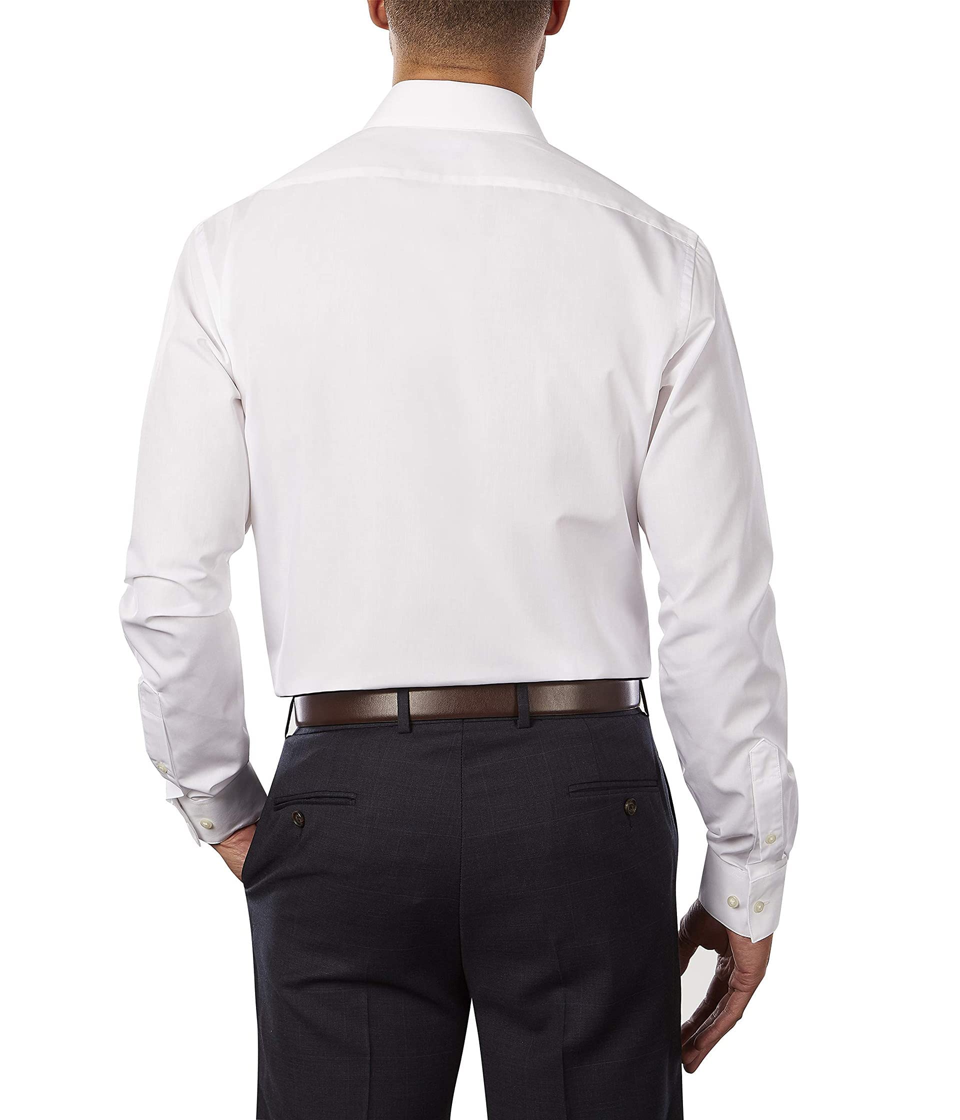 Van Heusen Men's Dress Shirt Fitted Poplin Solid, White, 16.5" Neck 32"-33" Sleeve