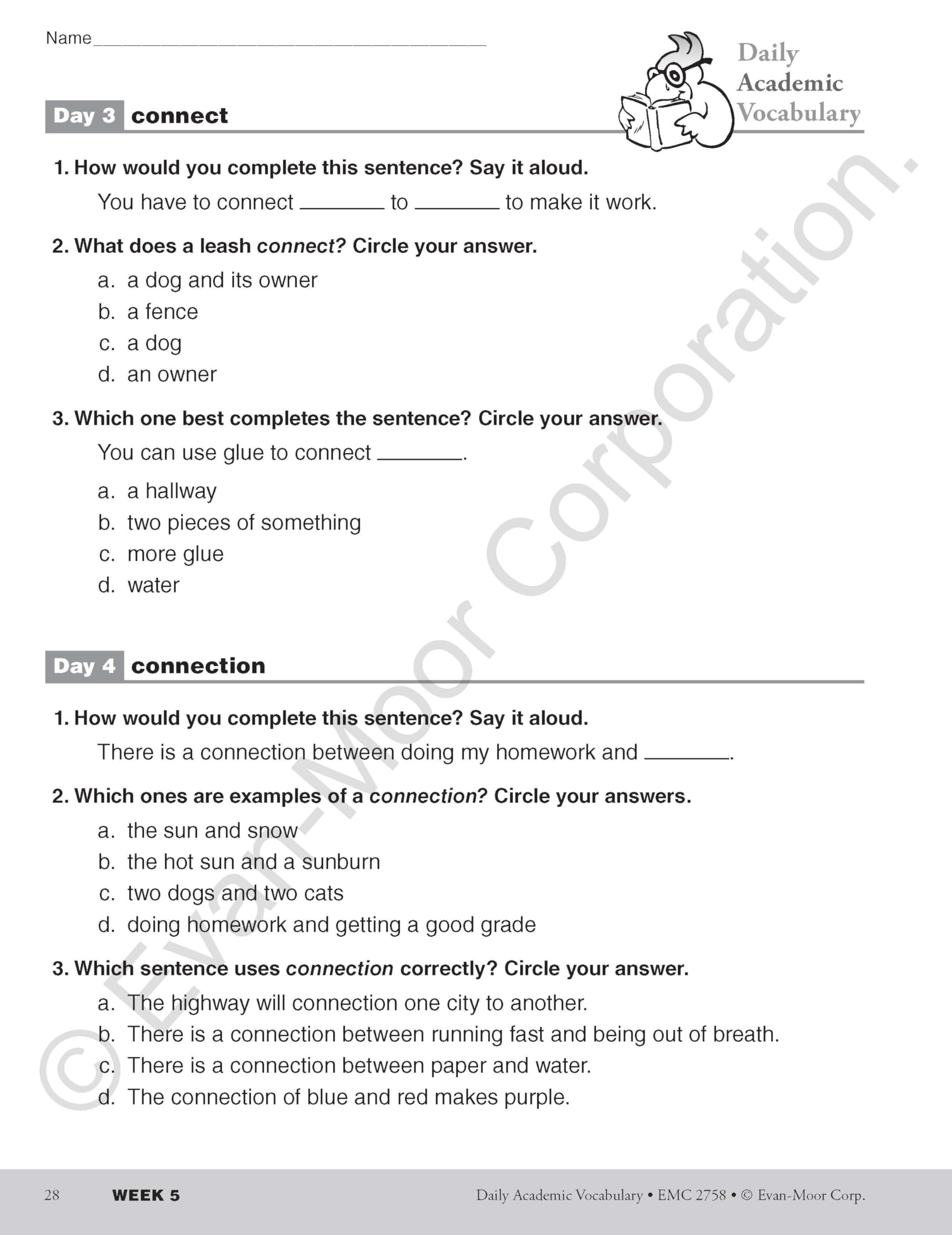 Evan-Moor Daily Academic Vocabulary, Grade 2