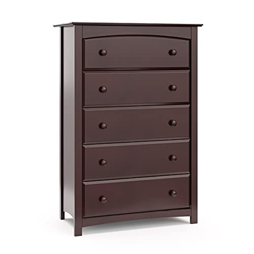 Storkcraft Kenton 5 Drawer Dresser (Espresso) – Dresser for Kids Bedroom, Nursery Dresser Organizer, Chest of Drawers for Bedroom with 5 Drawers, Universal Design for Children’s Bedroom