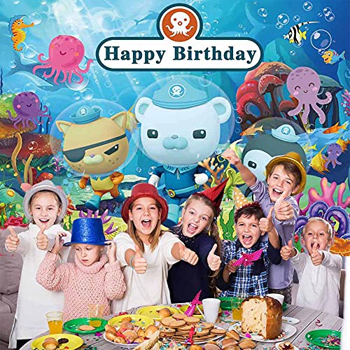 QUEENMO Octonauts Backdrop Birthday Party Supplies Banner Underwater World Small Cute Hero Photography Backdrop Photo Backdrop Background