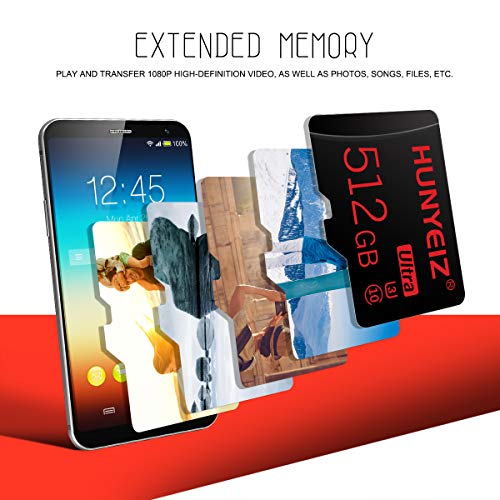 512GB Micro SD Card High Speed Class 10 microSDXC UHS-I Memory Card for Mobile Phone,Tablet,Camera with SD Adapter(512GB)