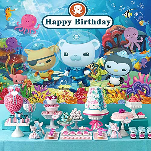 QUEENMO Octonauts Backdrop Birthday Party Supplies Banner Underwater World Small Cute Hero Photography Backdrop Photo Backdrop Background