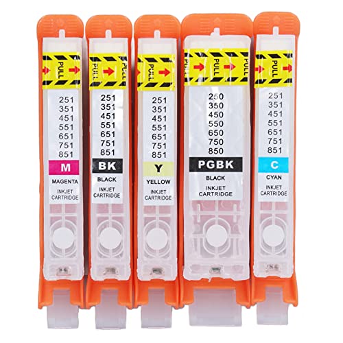 Sanpyl 5Pcs Printer Ink Cartridge for PIXMA MG5420 MG5422 MG5520 MG5522 MG5620 BK White MG6320 MG6420 MG6620 BK White Orange MG7120 MG7520 BK White Orange IP7220 MX722 MX922 IX6820 IP8720