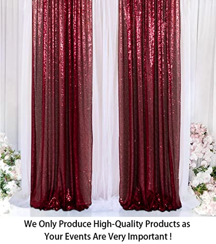 ShinyBeauty Sparkle Backdrop Curtain Burgundy 2 Panels Set Sequin Photo Backdrop Wine 2FTx8FT Sequin Backdrop Curtain Pack of 2-1220S