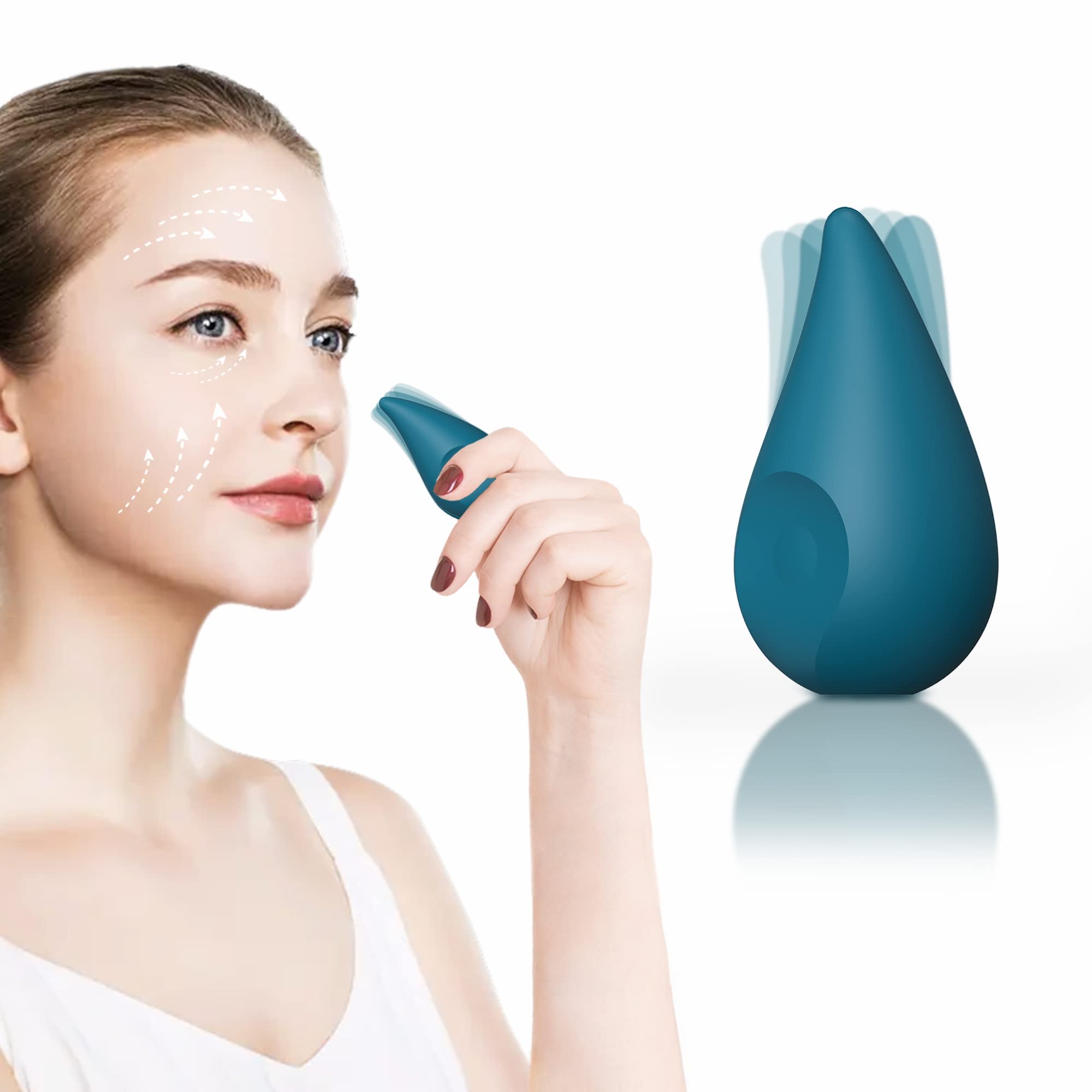 MaeDouy Mini Portable Water Drop Shape Facial & Eye Skin Care Tools - Personal Vibrating Handheld Massage Ball,for Improves Dark Circles,Eye Bags,and Fine Lines,Facial Skin Laxity and Aging-Dark Green