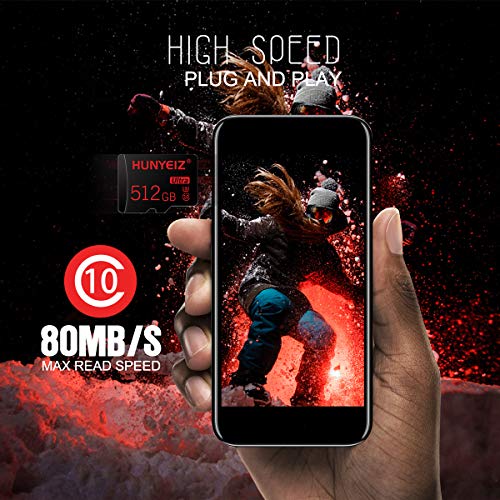 512GB Micro SD Card High Speed Class 10 microSDXC UHS-I Memory Card for Mobile Phone,Tablet,Camera with SD Adapter(512GB)