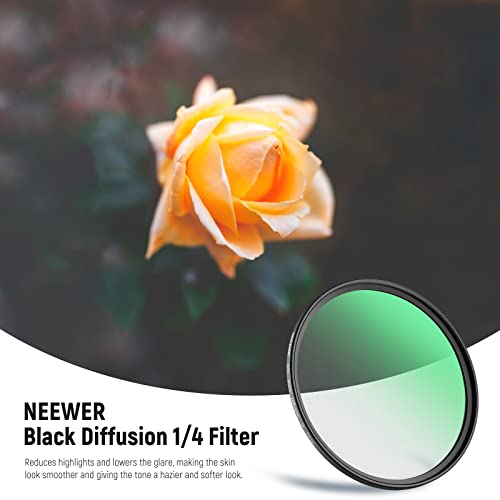 NEEWER 72mm Black Diffusion 1/4 Filter Mist Dreamy Cinematic Effect Filter Ultra Slim Water Repellent Scratch Resistant HD Optical Glass, 30 Layers Nano Coatings for Video/Vlog/Portrait Photography
