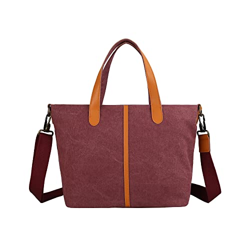 SUKUTU Ladies Canvas Tote Handbags Vintage Roomy Work Bag Casual Daily Purse Top Handle Bag