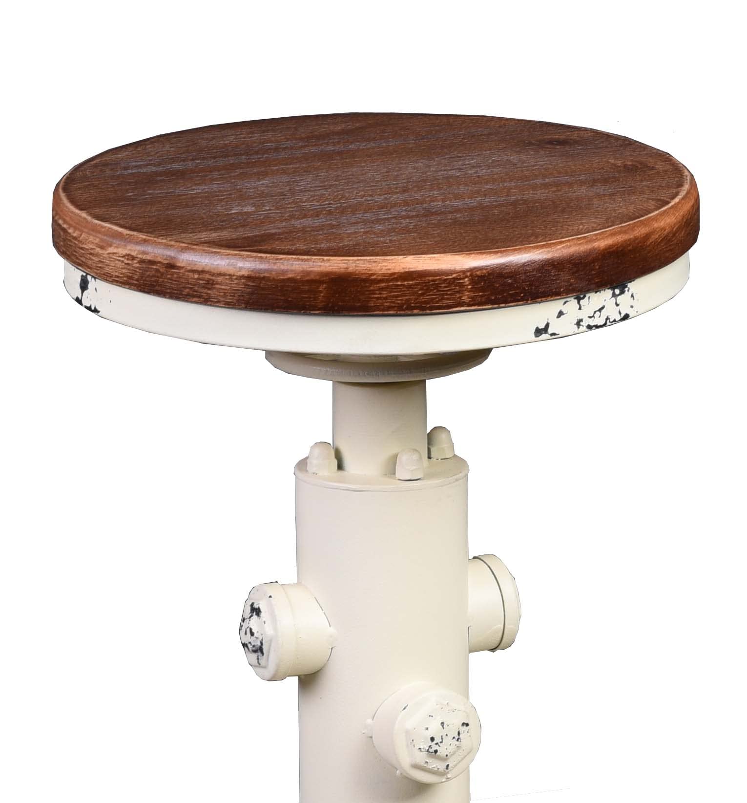 Topower Antique Vintage Industrial Barstool Solid Wood Water Pipe Fire Hydrant Design Cafe Coffee Industrial Bar Stool Set of 2 Antique White