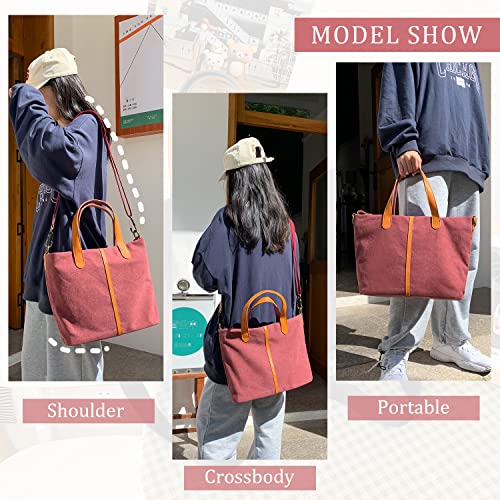 SUKUTU Ladies Canvas Tote Handbags Vintage Roomy Work Bag Casual Daily Purse Top Handle Bag