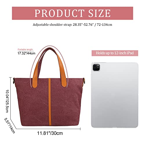 SUKUTU Ladies Canvas Tote Handbags Vintage Roomy Work Bag Casual Daily Purse Top Handle Bag