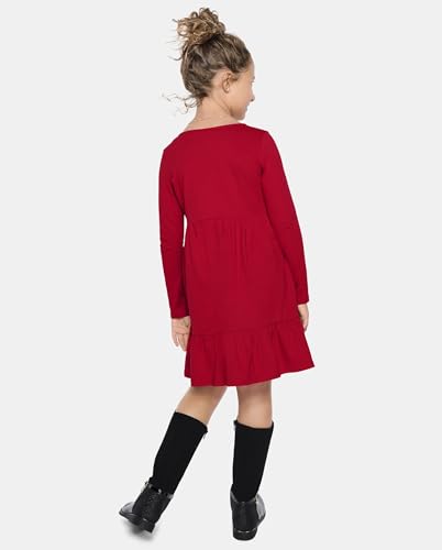 The Children's Place,Long Sleeve Knit Casual Skater Dress,Medium (7/8) Red