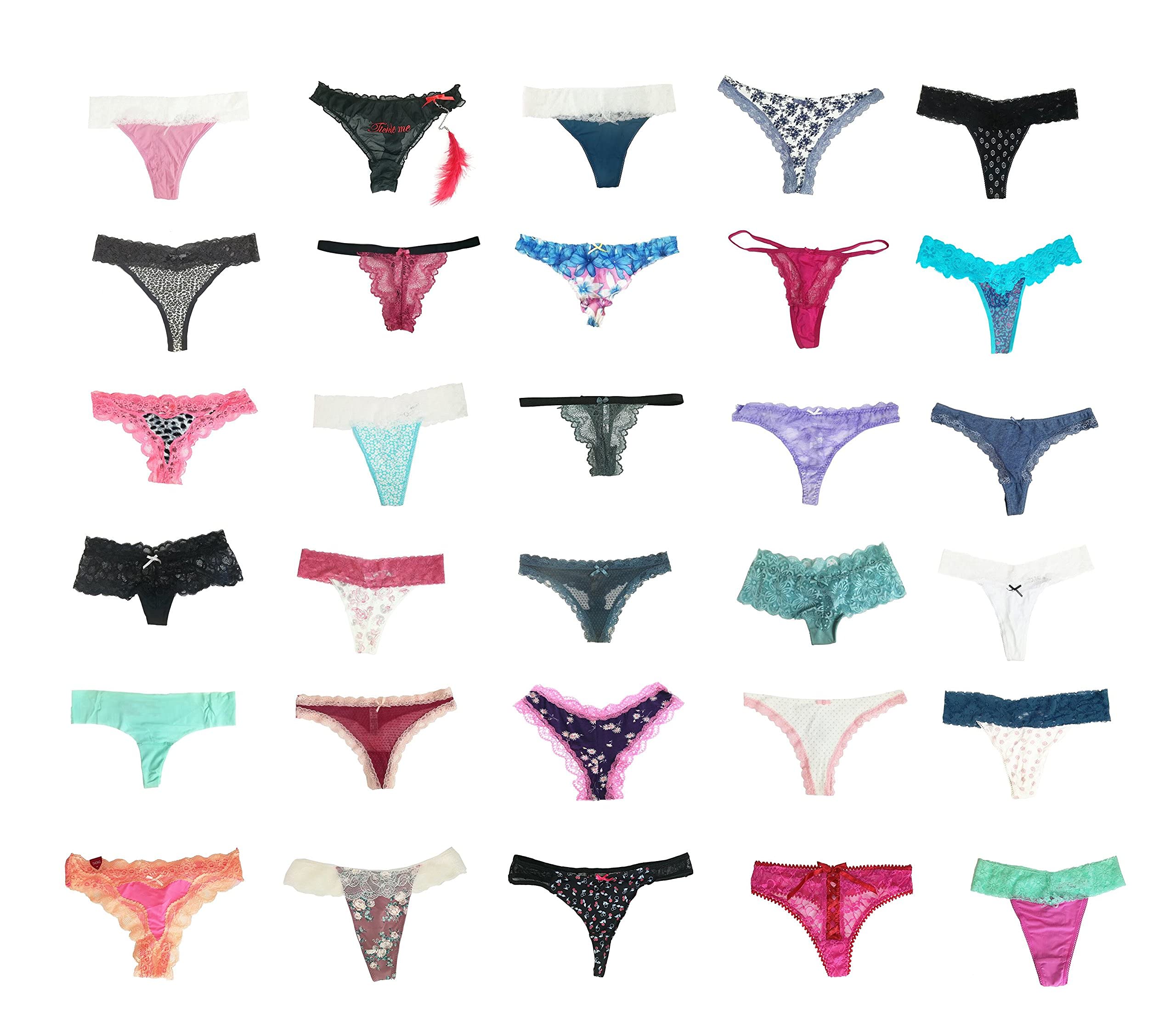 jooniyaa Women Variety of Underwear Pack T-Back Thong G-String Panties(20pcs,L)
