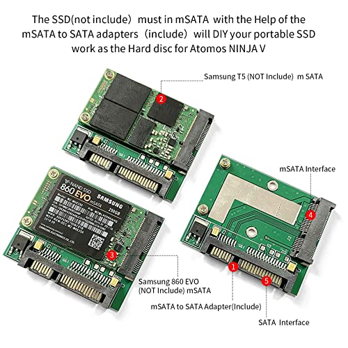 ANDYCINE Magnalium Case for mSATA SSD Compatible for Atomos Ninja V,V+, Ninja Flame, Ninja Inferno, and Shogun Inferno with mSATA to SATA Adapter