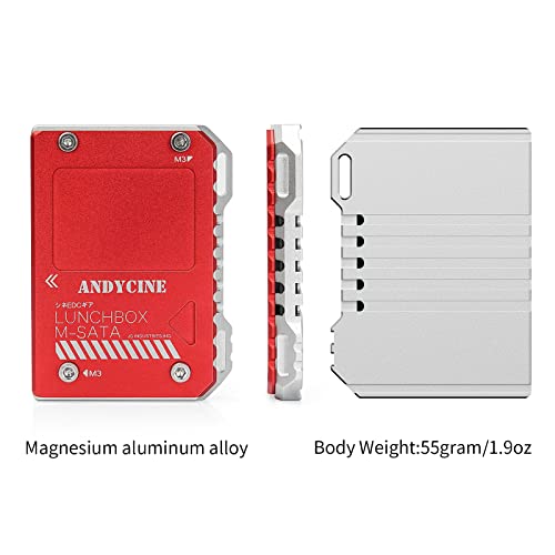 ANDYCINE Magnalium Case for mSATA SSD Compatible for Atomos Ninja V,V+, Ninja Flame, Ninja Inferno, and Shogun Inferno with mSATA to SATA Adapter