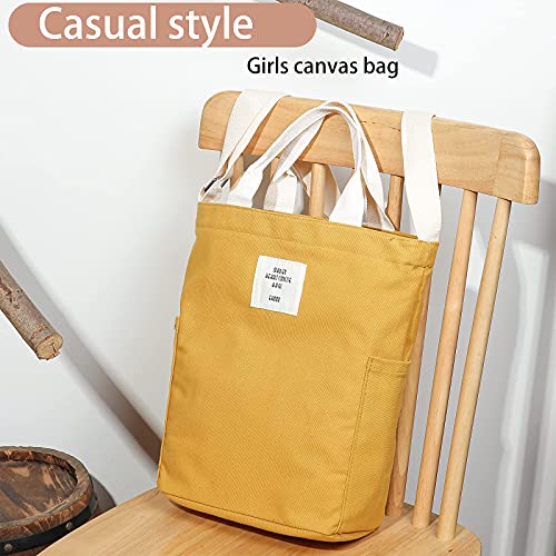CENTER Canvas Tote Bag Beach Bags for Women Shoulder Bag Utility Tote Shoulder Bag Casual Work School Shopper (yellow)