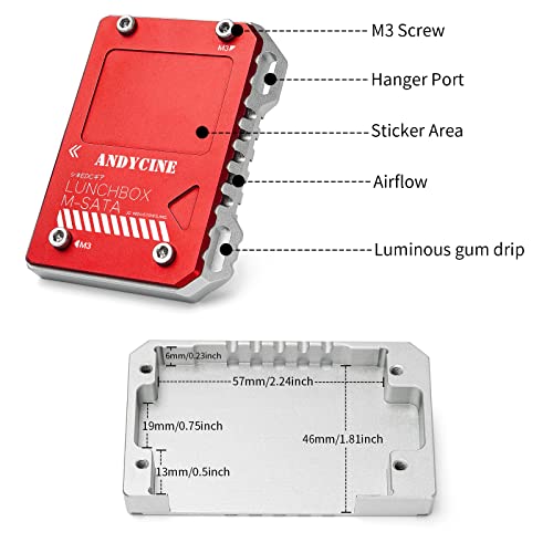 ANDYCINE Magnalium Case for mSATA SSD Compatible for Atomos Ninja V,V+, Ninja Flame, Ninja Inferno, and Shogun Inferno with mSATA to SATA Adapter
