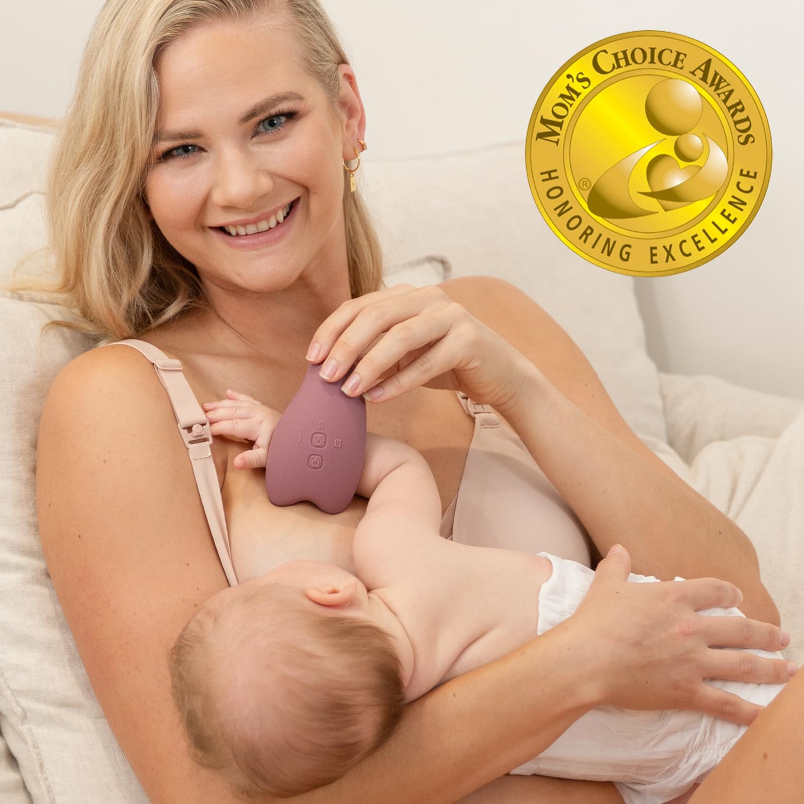 Momcozy Double Lactation Massager Warming for Breastfeeding, Pumping, Heat & Vibration for Improve Milk Flow, Breastfeeding Essentials for Clogged Ducts, Engorgement