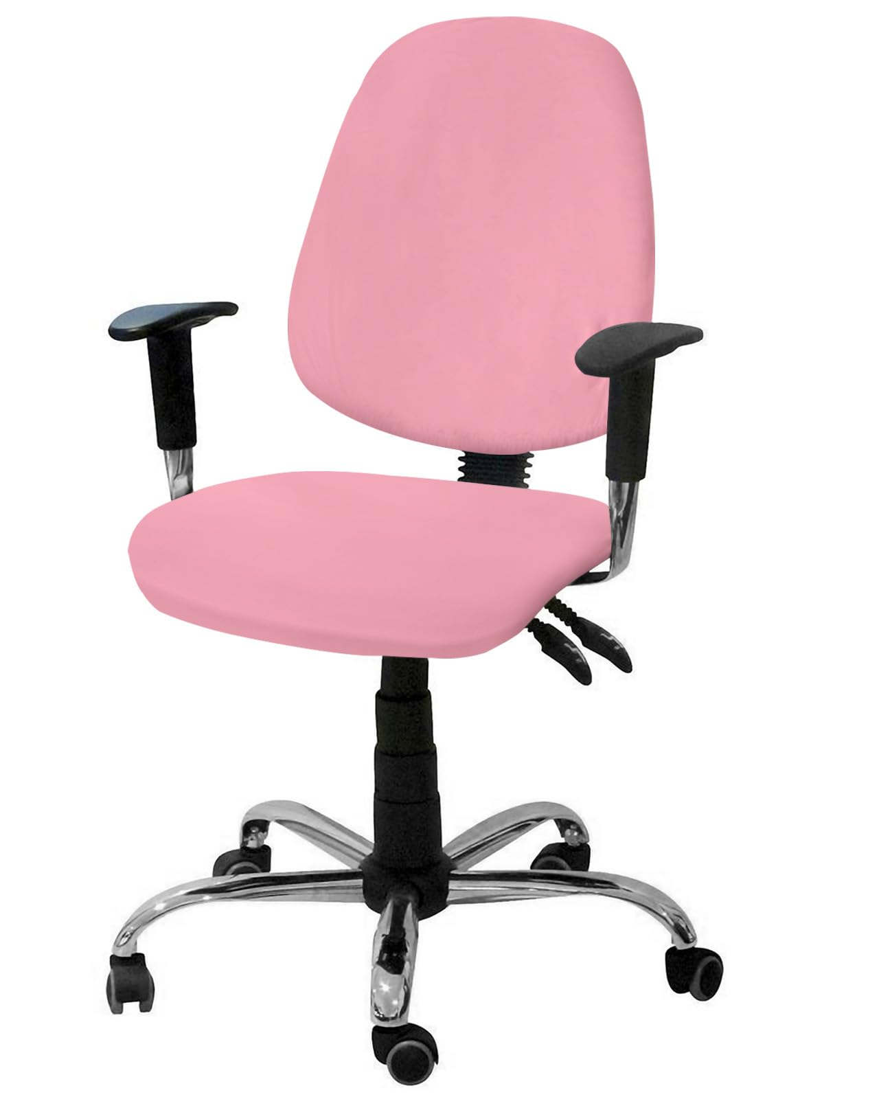 Blush Pink 2 Pieces Computer Office Chair Covers Set, Stretchable Desk Rotating Chair Seat Cushion Slipcover Back Covers, Decorative Protectors Cover Minimalist Pure Classic Solid Fantasy Color