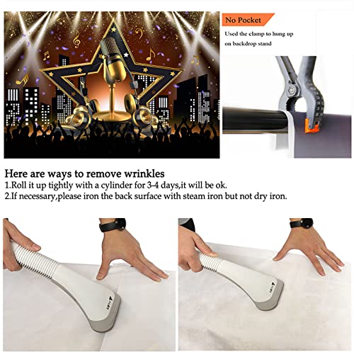 Avezano Karaoke Party Backdrop Star Vacation Party Decorations Photography Background Night Show Microphone Karaoke Theme Photography Photo Booth Background (7x5ft)