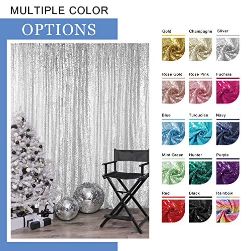 Hahuho Rose Pink Sequin Backdrop Curtain, 2PCS 2FTx8FT Glitter Backdrop Curtain for Parties, Christmas, Wedding, Banquet Decoration(2 Panels, 2FT x 8FT, Rose Pink)