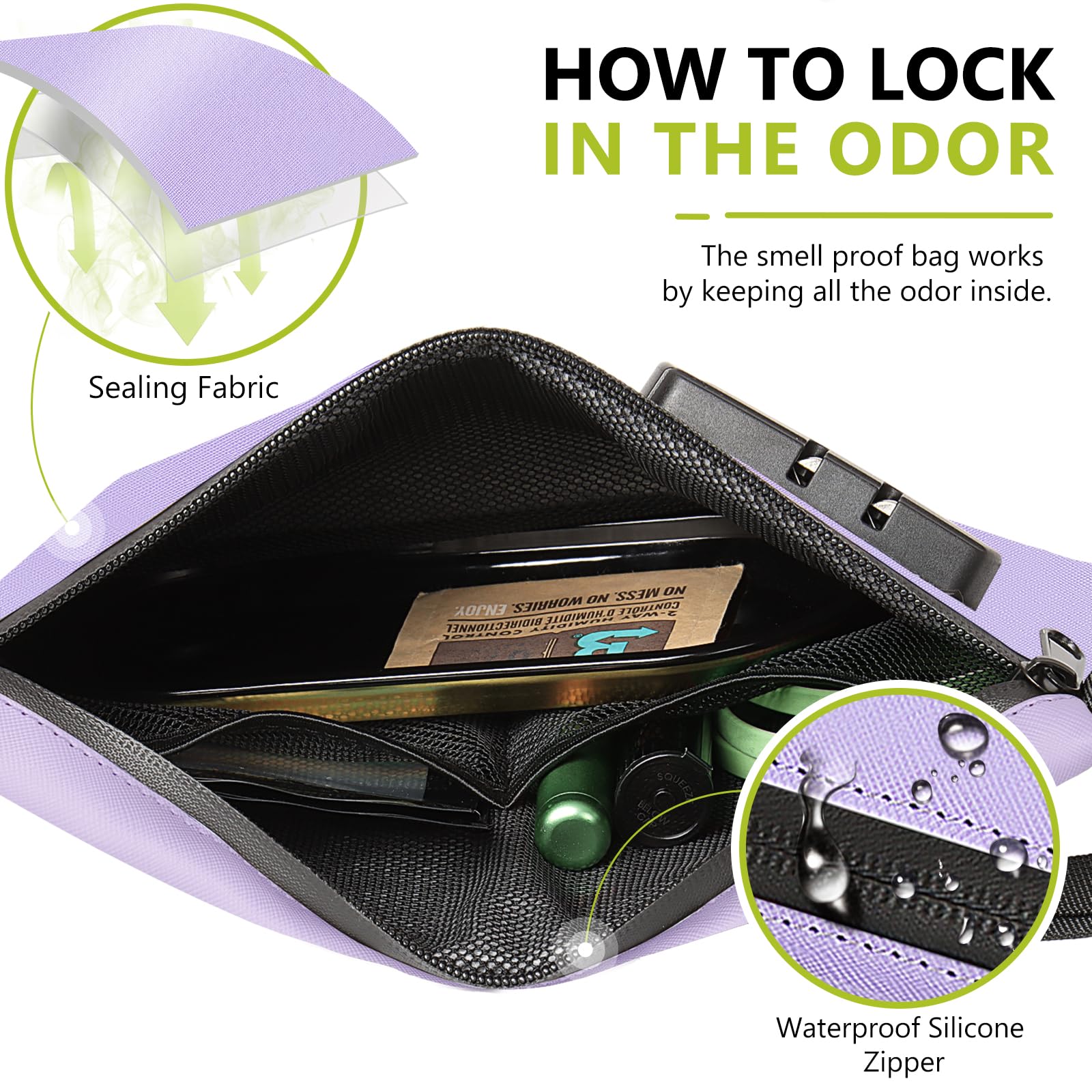 OZCHIN Smell Proof Bag with Combination Lock 10 X 7 inchs Locking Bag PU Leather Waterproof Lockable Case Great Gift Ideal