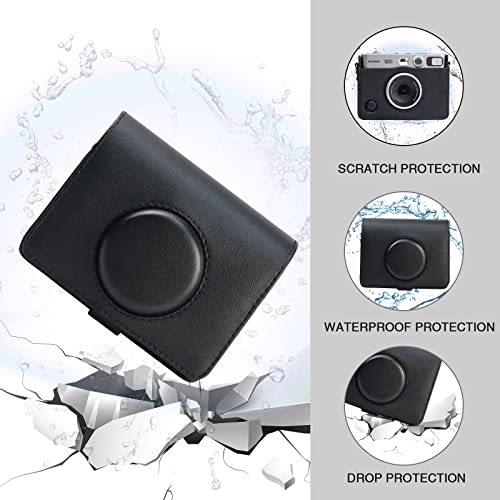 wogozan Protective Case for Fujifilm Mini EVO Digital Hybrid Case Instant Film Camera PU Leather Bag with Strap (Black2)