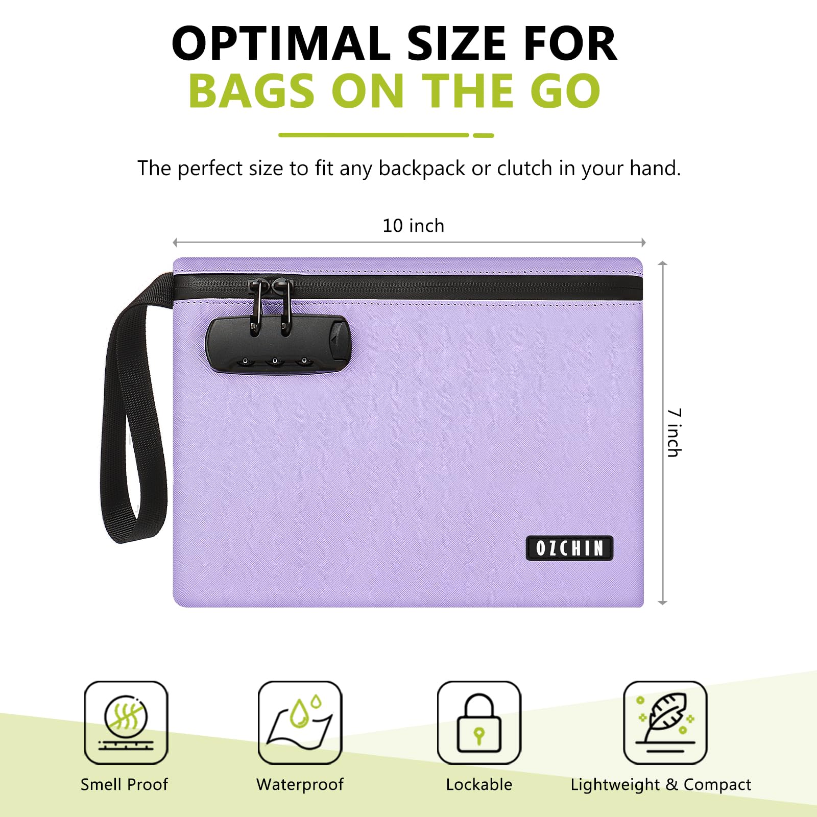OZCHIN Smell Proof Bag with Combination Lock 10 X 7 inchs Locking Bag PU Leather Waterproof Lockable Case Great Gift Ideal