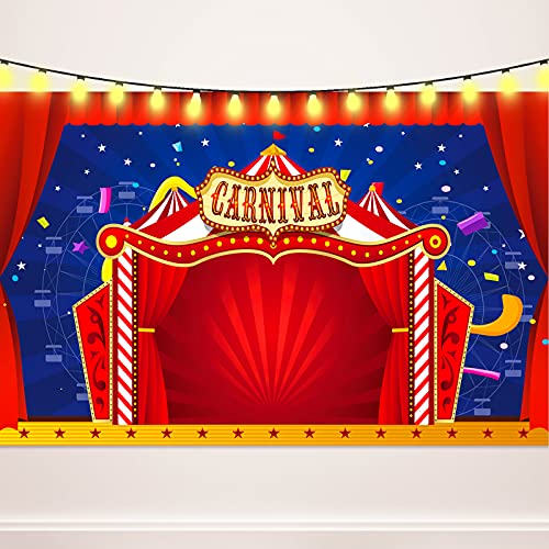 Big Circus Theme Party Decorations Carnival Circus Tent Backdrop Party Decorations Carnival Banner for Kids Birthday Party Decorations Supplies, 6 x 3 ft
