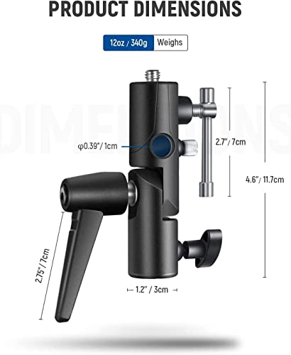 NEEWER Camera Flash Bracket H-Type Mount with Umbrella Softbox Holder, 180° Swivel Adjustable Metal Light Stand Adapter with 1/4" to 3/8" Screw Adapter for Speedlite LED Lamp Light Stand Tripod