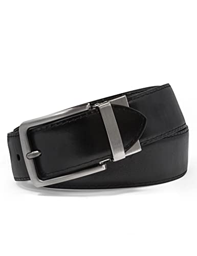 Steve Madden Men's Dress Casual Every Day Leather Belt, Cognac/Black (Feather Edge), 38