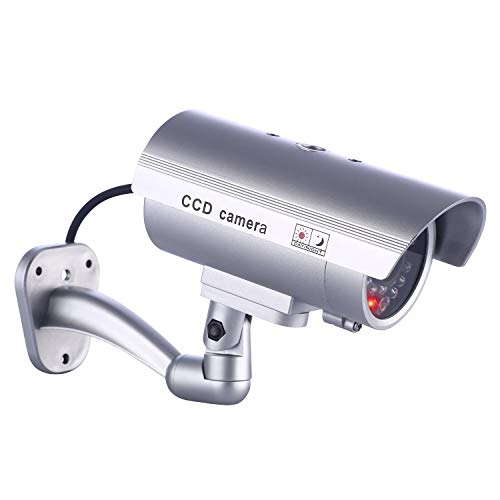 IDAODAN Dummy Security Camera, Fake Cameras CCTV Surveillance System with Realistic Simulated LEDs for Home Security + Warning Sticker Outdoor/Indoor Use (4 Pack)