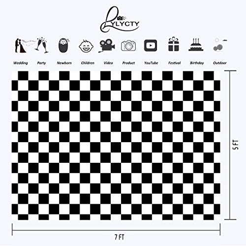 LYLYCTY 7x5ft Checkers Backdrop Black and White Racing and Checkered Pattern Photo Booth Chess Board Texture Grid Photography Background LYZY0505