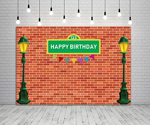 7x5ft Red Brick Wall Street Backdrop Cartoon Photography Backdrops Happy Birthday Party Background Party Decors Decorations Baby Shower Table Banner Background