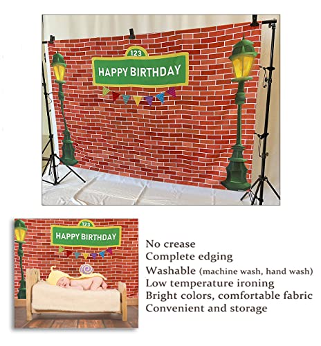 7x5ft Red Brick Wall Street Backdrop Cartoon Photography Backdrops Happy Birthday Party Background Party Decors Decorations Baby Shower Table Banner Background