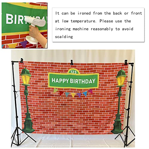 7x5ft Red Brick Wall Street Backdrop Cartoon Photography Backdrops Happy Birthday Party Background Party Decors Decorations Baby Shower Table Banner Background