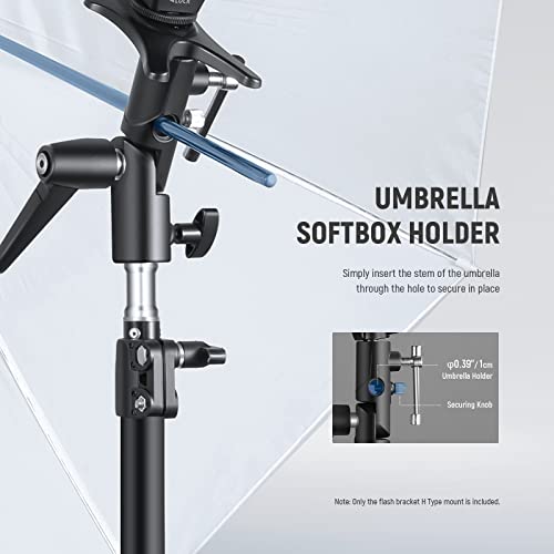 NEEWER Camera Flash Bracket H-Type Mount with Umbrella Softbox Holder, 180° Swivel Adjustable Metal Light Stand Adapter with 1/4" to 3/8" Screw Adapter for Speedlite LED Lamp Light Stand Tripod