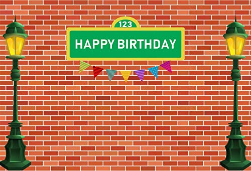 7x5ft Red Brick Wall Street Backdrop Cartoon Photography Backdrops Happy Birthday Party Background Party Decors Decorations Baby Shower Table Banner Background