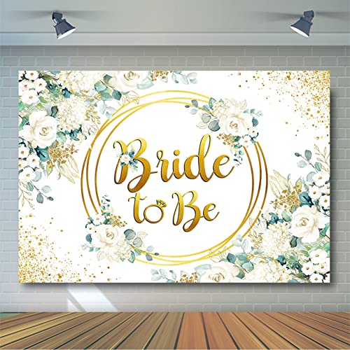 Avezano Bridal Shower Backdrop for Batcholette Party Bride to Be Green and Gold Eucalyptus Leave White Rose Flower Engagement Party Decorations Background Photoshoot (7x5ft)